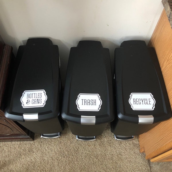 Trash and Recycle Decal Set, Garbage Barrel and Recycling Stickers ...