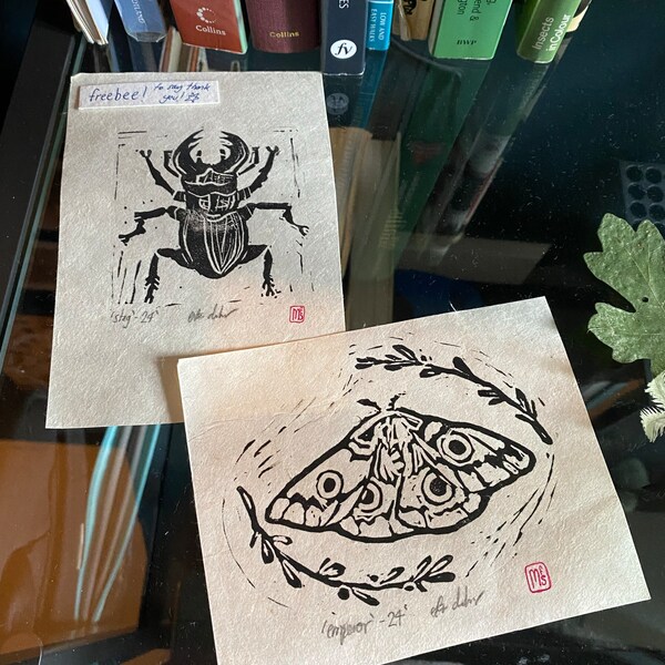 Emperor | Linocut Moth Print - Etsy
