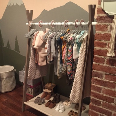 Kids Clothing Rack, Wooden Rack, Clothes Rack With Canvas, Childrens ...