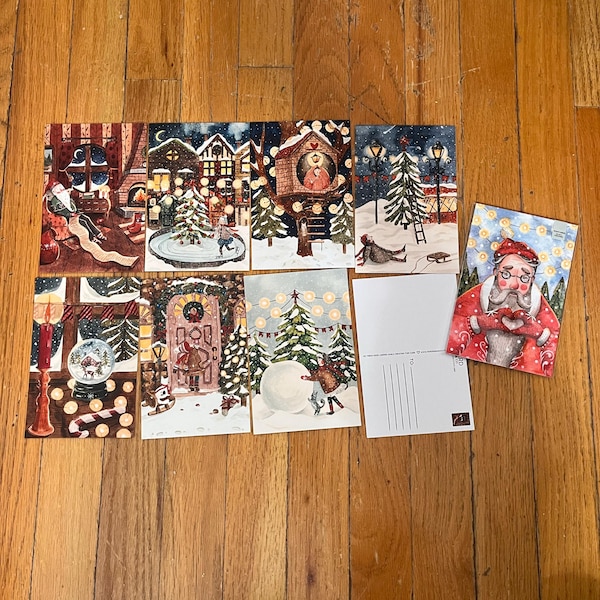 Cozy Winter Postcard Set | Christmas Postcards | Winter Postcards | Art ...