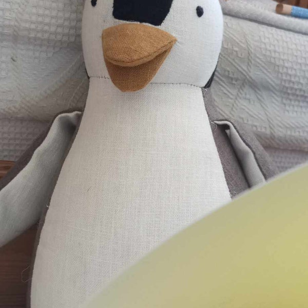 Linen Penguin Stuffed Animal: Embroidered Heirloom Toy - Etsy