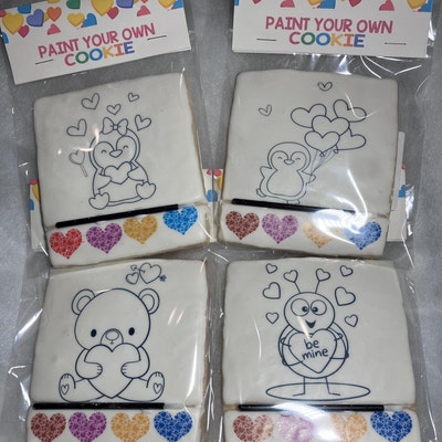 Printable Valentine's Day Paint Your Own Cookie Bag Topper, Valentine's ...