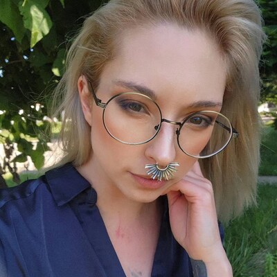 Solid Gold Fake Lip Ring 10k Gold Lip Cuff Snake Bites Faux - Etsy