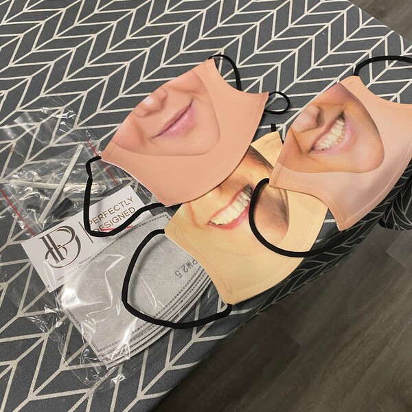 My Face - Selfie Custom Face Masks W/ Two Filter Inserts & Nose Wire - Etsy