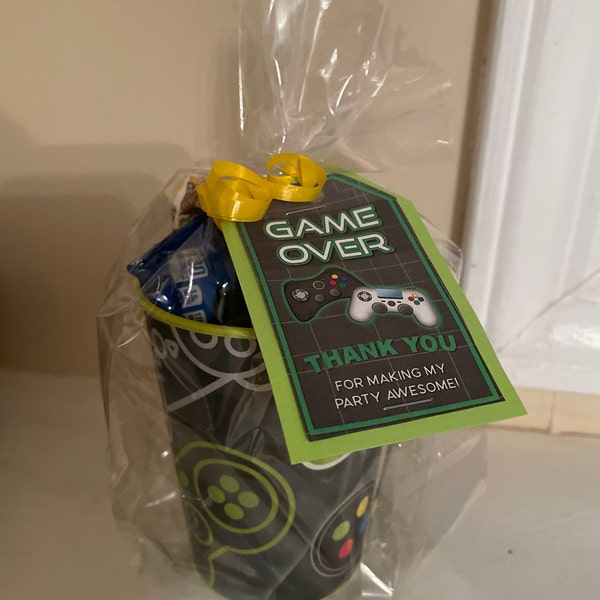 Gamer Party Favor Gift Tags, Video Game Party Gaming Birthday Food ...