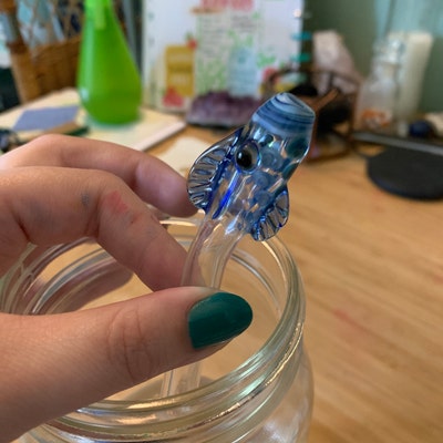 Fish GLASS STRAW Custom Straws Glass Straws Fish Straws Reusable Straws ...