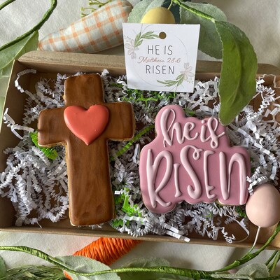 He is Risen EASTER TAG, Printable Easter Cookie Tags, Floral Easter ...