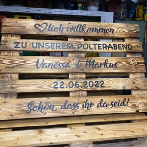 Palettenaufkleber Polterabend, Willkommen Polterabend, Willkommenschild ...