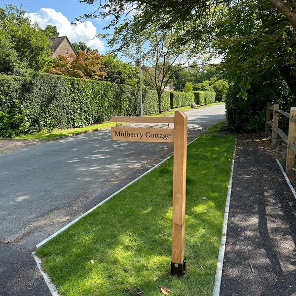 Engraved House Name Driveway Post Wedding Event Arrow Sign in the Style ...