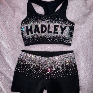 Heavy Ombré Style AB Rhinestone Cheer/ Dance Separates Practice Bra ...