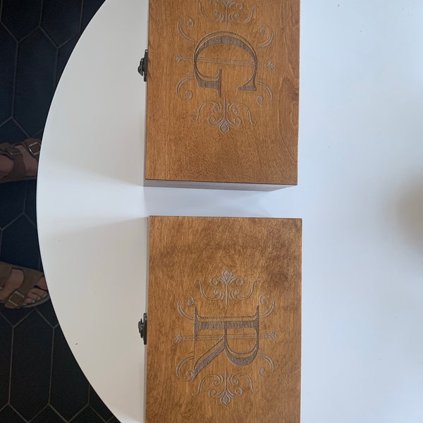 Monogrammed Wooden Box, Personalized Jewelry Box With Monogram, Custom ...