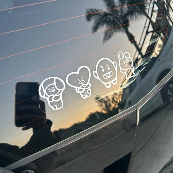 BT21 Decal/ BTS/ White Decal/ Car Window, Yeti, Laptops, Locker, iPad ...