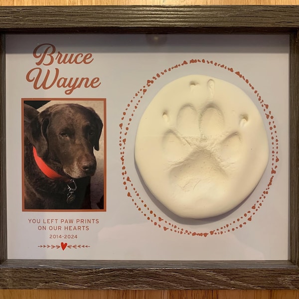 Pet Memorial Shadow Box Frame: Paw Print Holder, Pet Loss Gift With ...