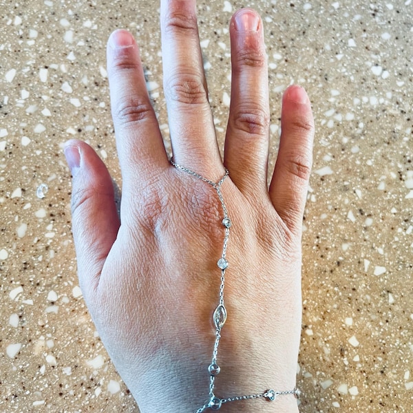 Elegant 14K Gold Hand Chain Bracelet Set for Her, Perfect Birthday Gift ...
