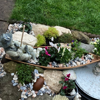 Large Boat Planter, Personalised, Plant/flower Pot, Garden, Pond, Home ...