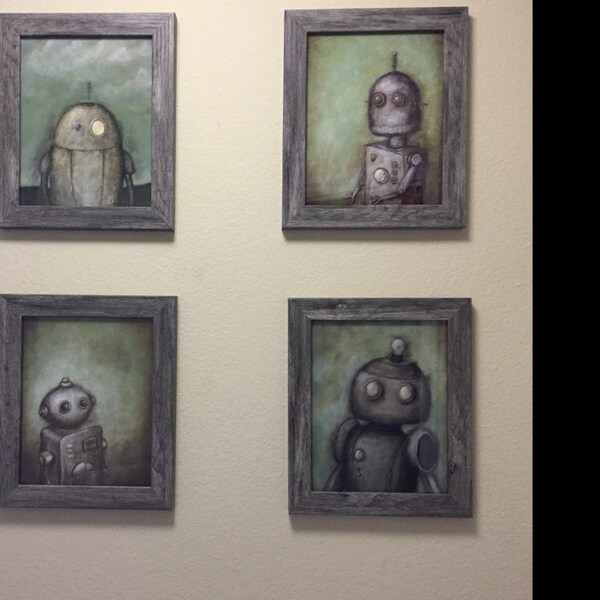 Robot No. 4 - Edwin - Robot Art Print, Acrylic Painting, Giclee Print ...