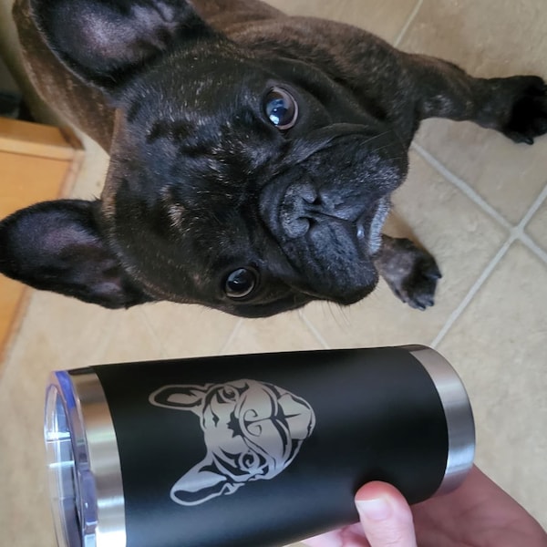 Happy Frenchie - Insulated Coffee Tumbler Cup With Sliding Lid ...