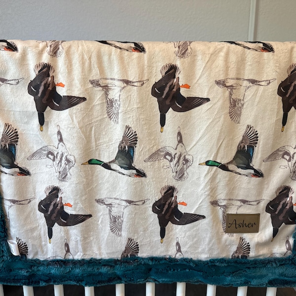 Duck Hunting Baby Blanket Mallard Duck Nursery Crib Bedding Baby Name ...