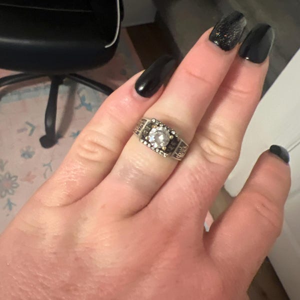 Solitaire Silver Ring, One Stone CZ Ring, Cubic Zircon Ring, Old Style ...