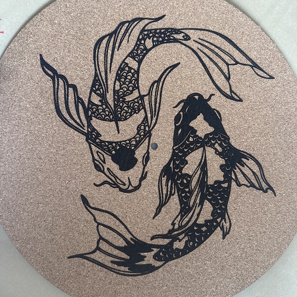 Koi Fish Yin and Yang Record Player Slip Mat Turntable DJ Slip Mat UV ...