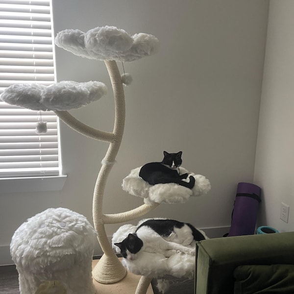 EDEN Wood Floral Cat Tree Tower, Wooden Cat Tower, Modern Cat Climbing ...