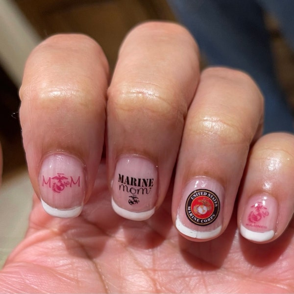 USMC Marine Mom Nail Decals Stickers Art Designs USMC Nail Decorations ...