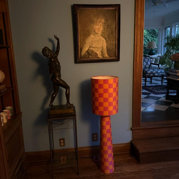 Velvet Checkerboard Portable Lamps in Pink & Orange Tutti Frutti. 3 ...