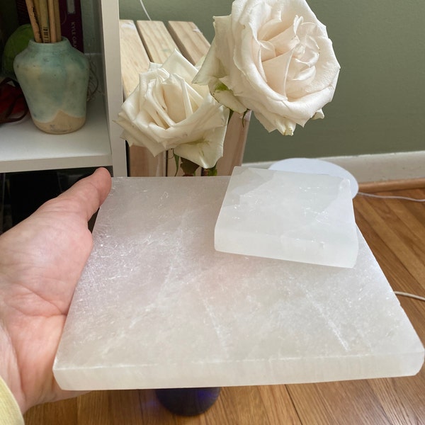 Polished Selenite Charging Plate Station: Choose 3", 4" or 6" Square ...