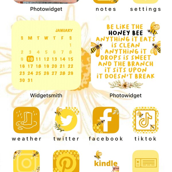 IOS14 App Icons, Yellow Aesthetic, App Covers, Yellow Icon Bundle ...