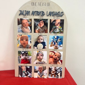 One Year of Photo Board, Wood Photo Board, Milestone Board, 1st ...