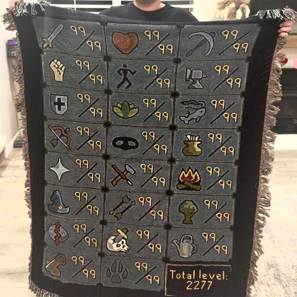 Custom Osrs Sherpa Fleece Blanket, Oldschool Runescape Max Skills Soft ...
