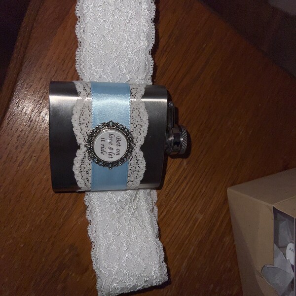 Round Flask Garter, Garter Flask, Ivory Lace Garter, Round Flask Garter ...