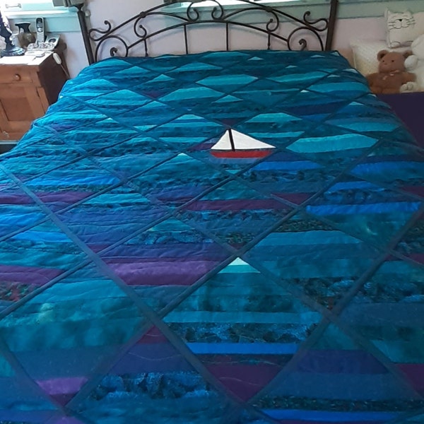 Seafarer Quilt Pattern, Nautical Sailboat, Easy Scrap Quilt Pattern ...