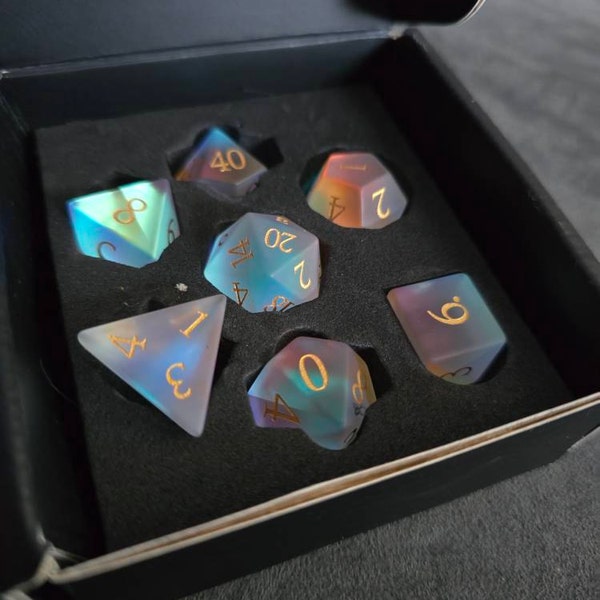 Dark Green DND Dice Set, Green Cat's Eye Sharp Edge D&D Dice Set ...