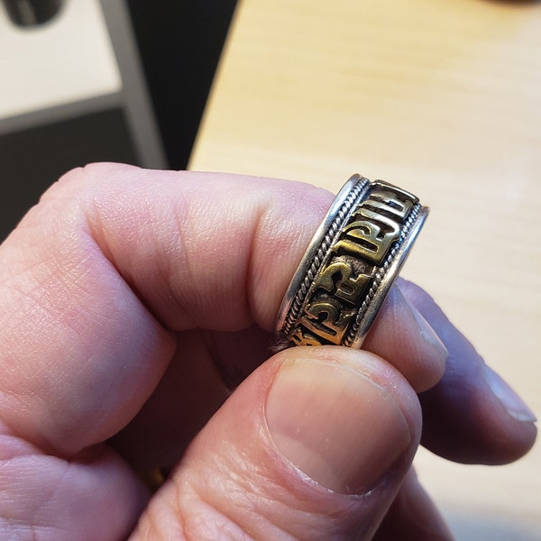 Om Mani Padme Hum BUDDHIST MANTRA RING .925 Silver, Boho Ring Mantra of ...