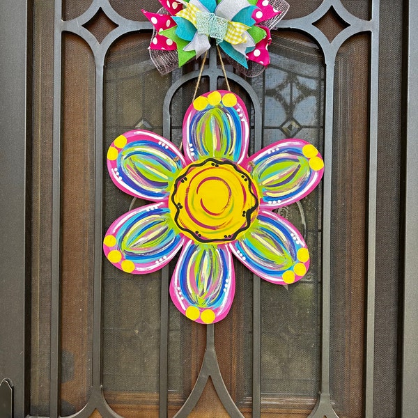 Bright Whimsy Flower | Everyday Door Hanger | Summer Door Hanger ...