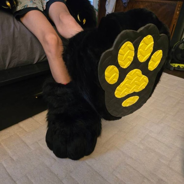 Fursuit Feet Paws Animal Paws, Black and Elf Green Outdoor, Furry Shoes ...