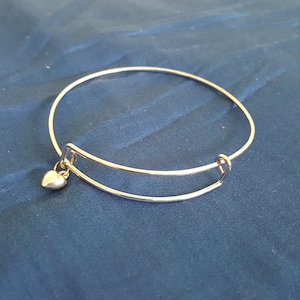 Expanding Bangle Charm Bracelet, Silvertone Charm Bracelet, Expanding ...