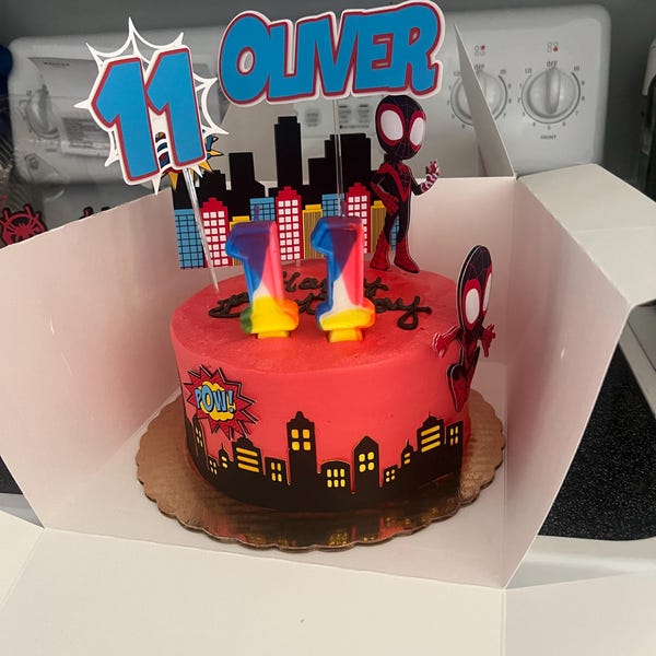 Spider Miles Cake Topper. Spiderman Cake. Spiderman Birthday. Spiderman ...