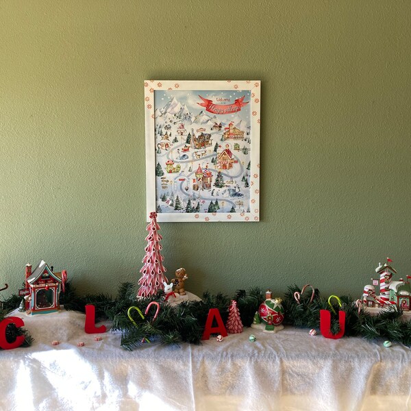 Christmas Village Map, North Pole Map, Christmas Wall Art, Personalized ...