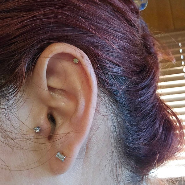 18G 2mm-4mm Threadless Flat Back Earring Nose Stud Cartilage Earring ...