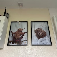 Cow Shaking Head in a Bath Print, Friesian Cow Bathing, Funny Bathroom ...