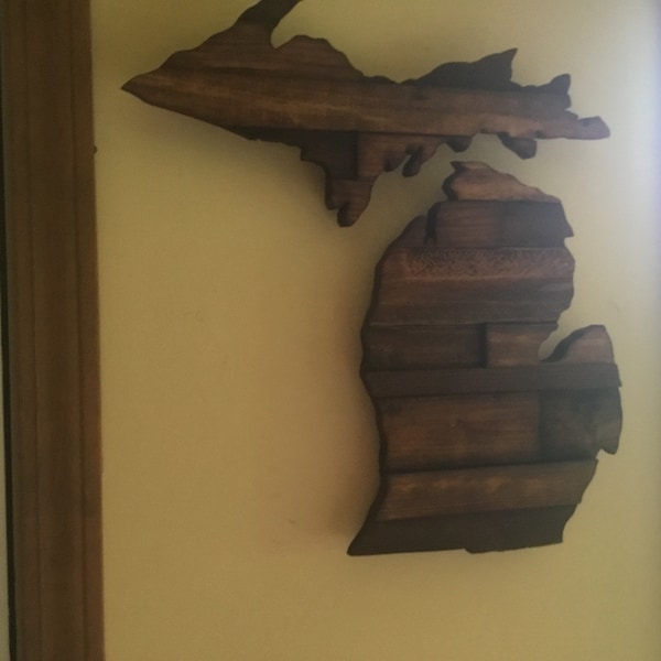 Michigan Rustic Wood State Cut Out, Wooden Michigan State Outline ...
