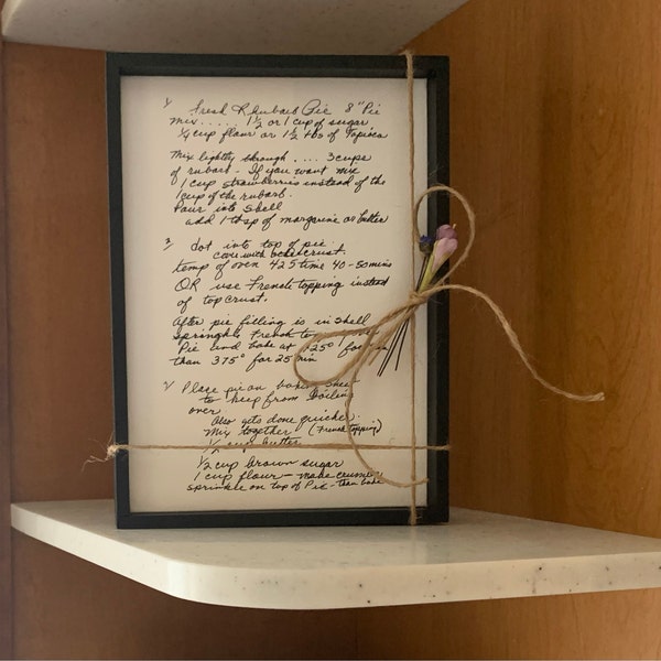 Keepsake Handwritten Frame - Freestanding or Hanging- Includes Editing ...