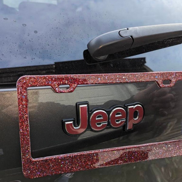 Custom Color Glitter Resin License Plate Frame With Glow in the Dark ...