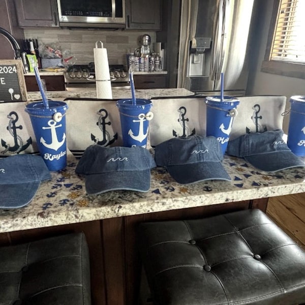 Beach Wave Hat, Embroidered Baseball Cap, Bachelorette Party Hats, Navy ...