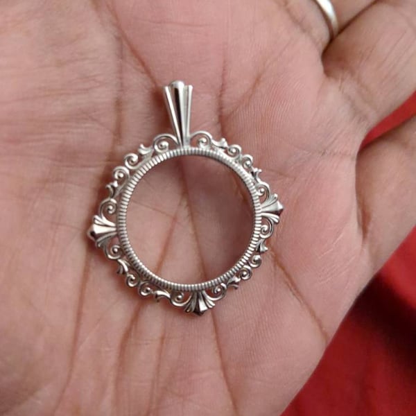 Solid 925 Sterling Silver Coin Bezel Mount Frame Settings Fit US ...