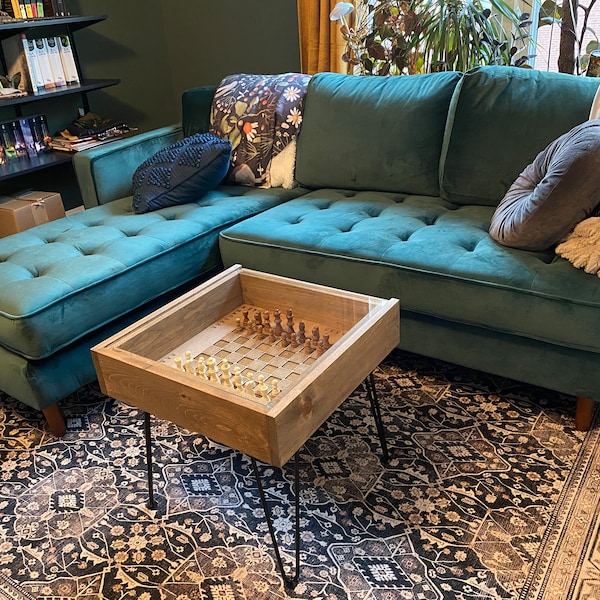Rustic Chess and Checkers Table With Removable Glass Top - Chess and ...