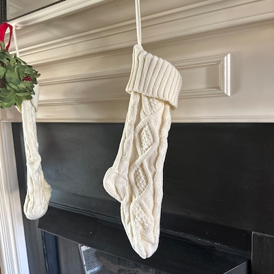 Cream Cable Knit Christmas Stockings, Handknitted Christmas Stockings ...