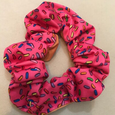 Pink Sprinkle Donut Scrunchie Hair Tie, Doughnut Hair Tie Scrunchy - Etsy